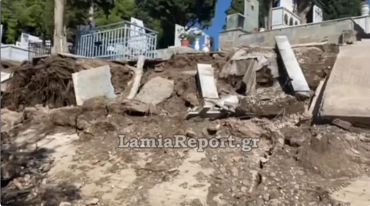 Τα ορμητικά νερά κατέστρεψαν και παρέσυραν τάφους σε νεκροταφείο ...